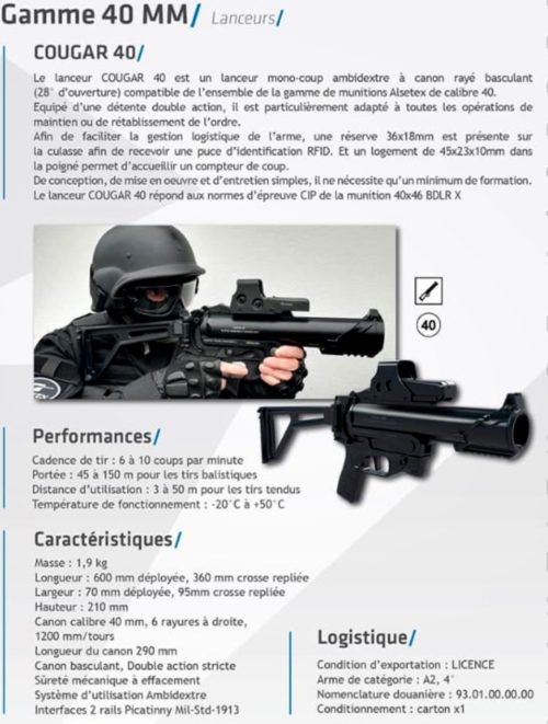 LBD 40 mm Alsetex Cougar 40 - Maintien de l'ordre