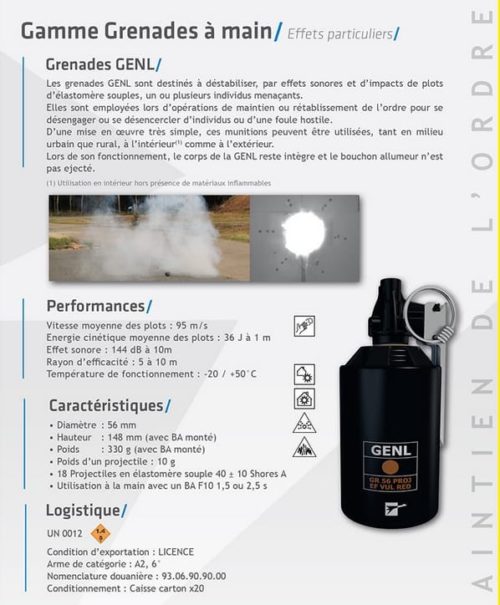 Grenade de Désencerclement GENL - Maintien de l'ordre